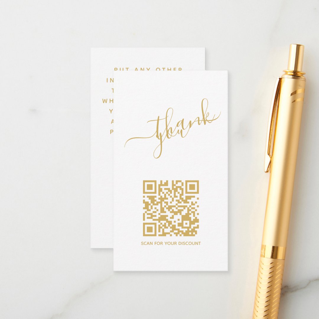 Social logos QR code, gold thank you insert Card | Zazzle