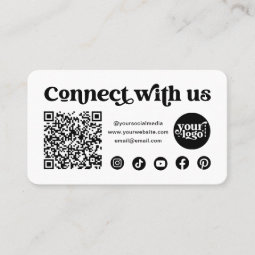 Social Media Connect With Us Qr Code White Business Card | Zazzle