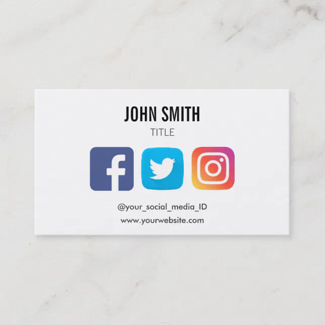 SOCIAL MEDIA FACEBOOK TWITTER INSTAGRAM PROFILE BUSINESS CARD | Zazzle