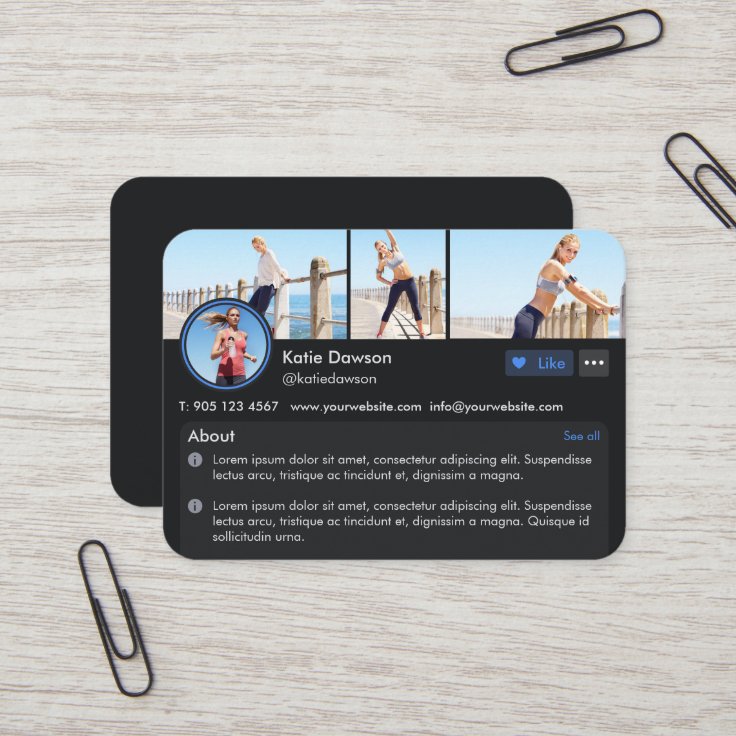 Social Media Personal Fitness Trainer Profile Page Business Card | Zazzle