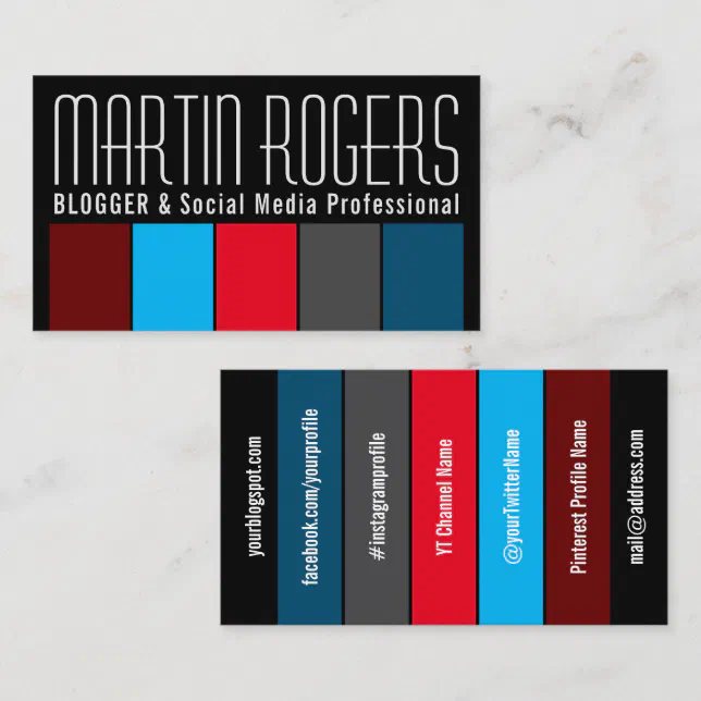 Social media professional and blogger style business card | Zazzle