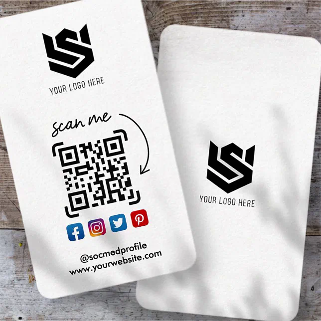 Social Media Profiles QR Code Logo Modern Simple Business Card | Zazzle