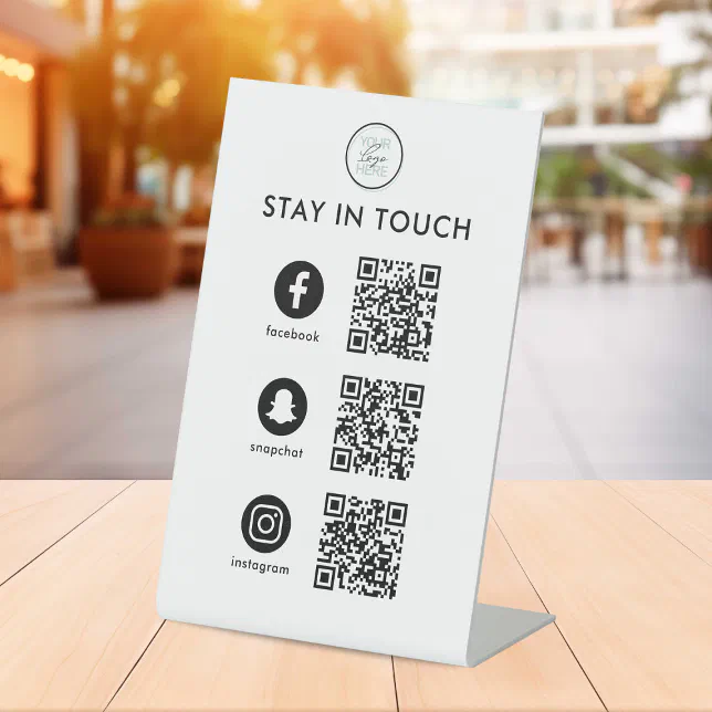 Social Media QR Code Business Pedestal Sign | Zazzle