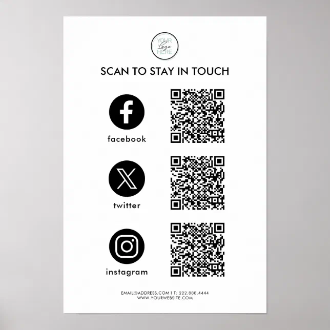 Social Media QR Code Business Poster | Zazzle