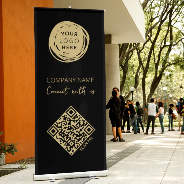 Social Media QR Code Connect With Us Retractable Banner | Zazzle