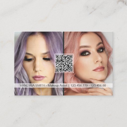 Social media QR code modern makeup artist photo Bu Business Card | Zazzle