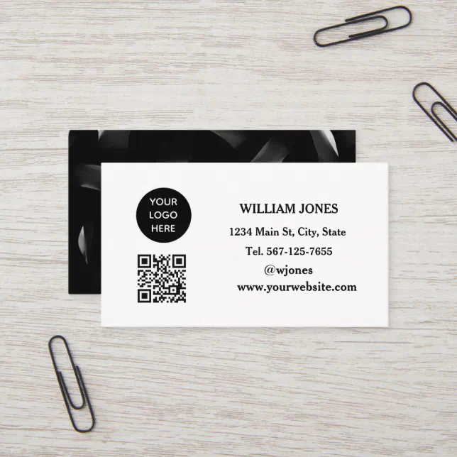 Social media QR Code Scannable Black Luxury Business Card | Zazzle