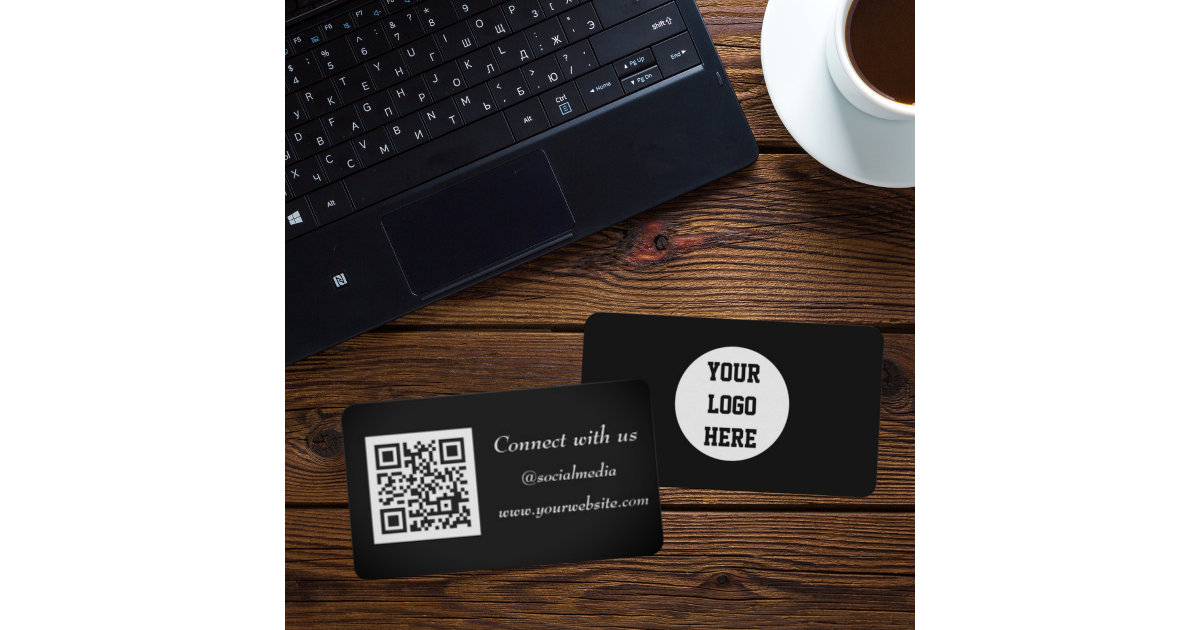 Social media QR Code Scannable Black Professional Business Card | Zazzle