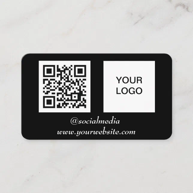 Social media QR Code Scannable Black Professional Business Card | Zazzle