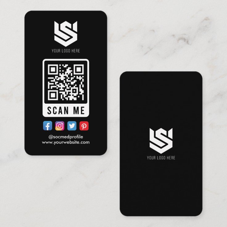 Social Media Scan Me QR Code Logo Modern Simple Business Card | Zazzle