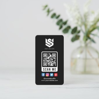 Social Media Scan Me QR Code Logo Modern Simple Business Card | Zazzle