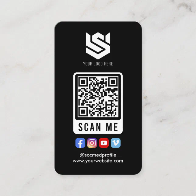 Social Media Scan Me QR Code Logo Modern Simple Business Card | Zazzle