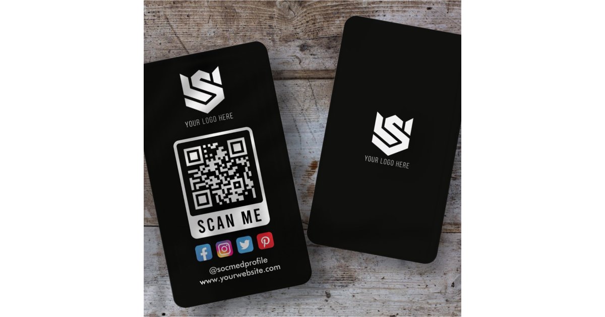 Social Media Scan Me QR Code Logo Modern Simple Business Card | Zazzle