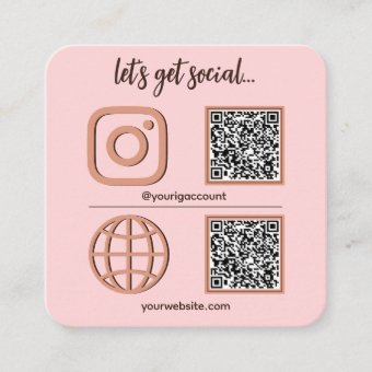 Social Media Sign With QR Code Cute Square Business Card | Zazzle