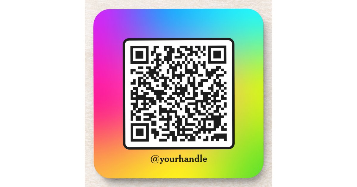 Social Media Square QR Code Custom Gradient Beverage Coaster | Zazzle