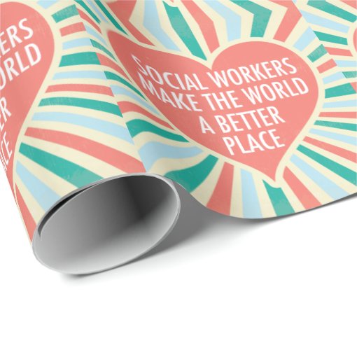 Social Worker Birthday Cute Heart Pattern Wrapping Paper | Zazzle