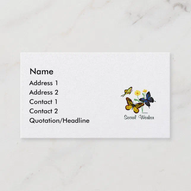 Social Worker Butterflies Business Card | Zazzle