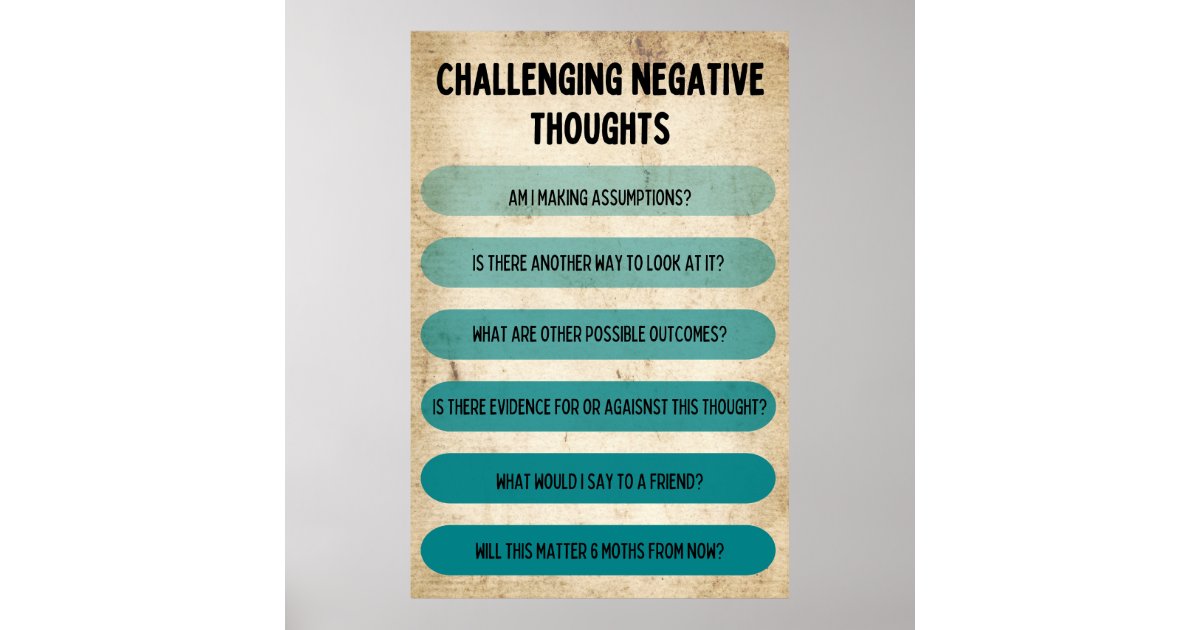 Social Worker Challenging Negative Thoughts Poster | Zazzle