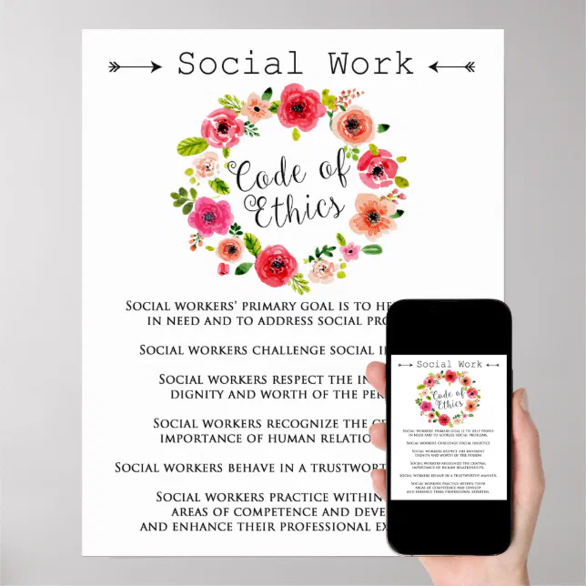 Social Worker Code of Ethics printable art Poster | Zazzle