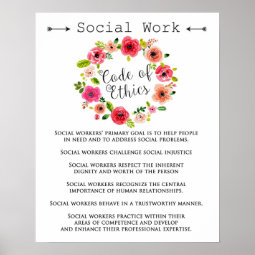 Social Worker Code of Ethics printable art Poster | Zazzle