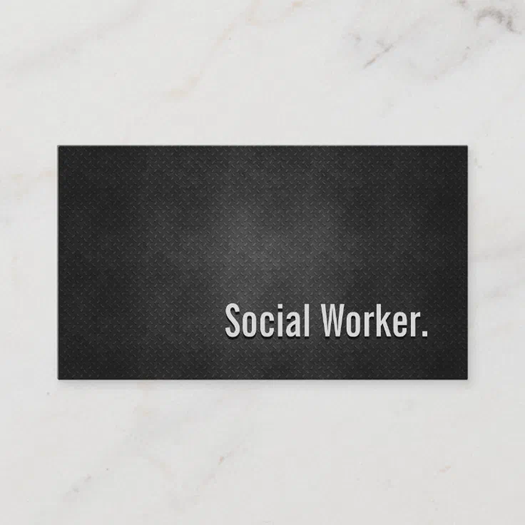 Social Worker Cool Black Metal Simplicity Business Card | Zazzle