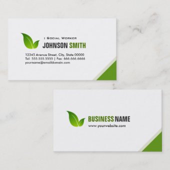 Social Worker - Elegant Modern Green Business Card | Zazzle