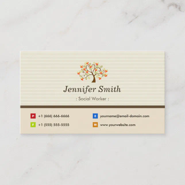 Social Worker - Elegant Tree Symbol Business Card | Zazzle