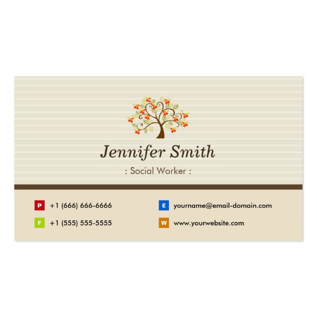 Social Worker - Elegant Tree Symbol Business Card Template