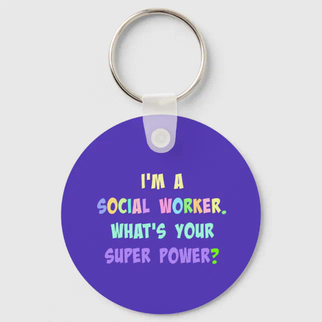 Social Worker Humor, Pastel Lettering, Blue Indigo Keychain | Zazzle