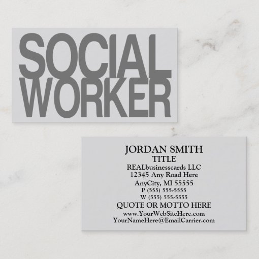 Social Worker in Silver Business Card | Zazzle