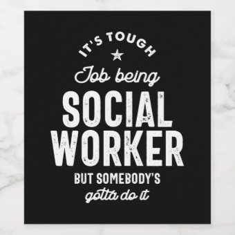 Social Worker Job Title Gift Wine Label | Zazzle