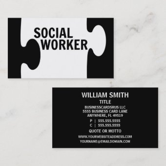 Social Worker Puzzle Piece Business Card | Zazzle