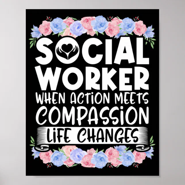 Social Worker Social Worker When Action Meets Poster | Zazzle