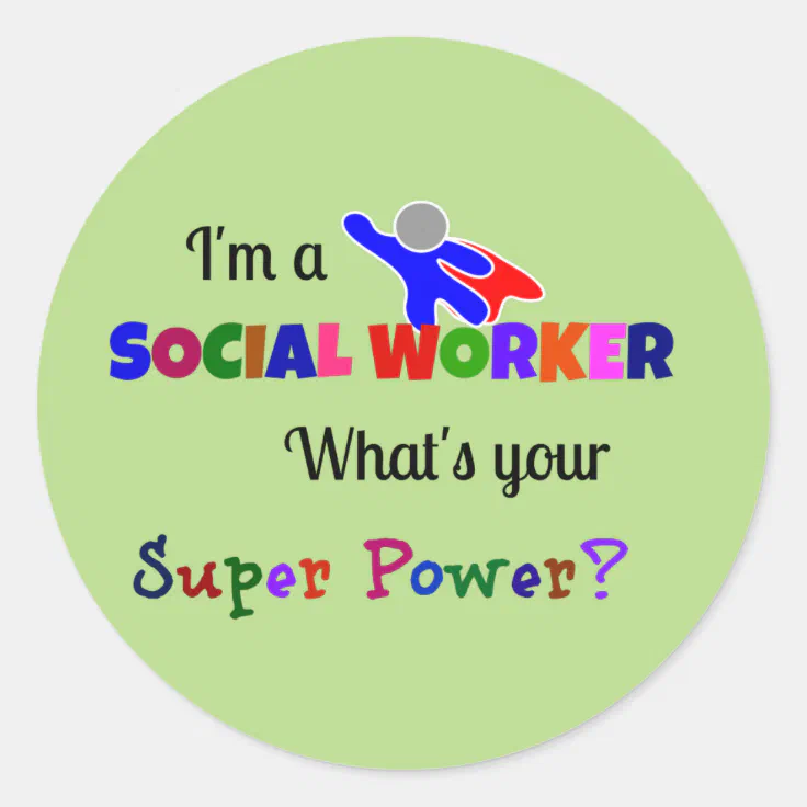 Social Worker Superhero Classic Round Sticker | Zazzle
