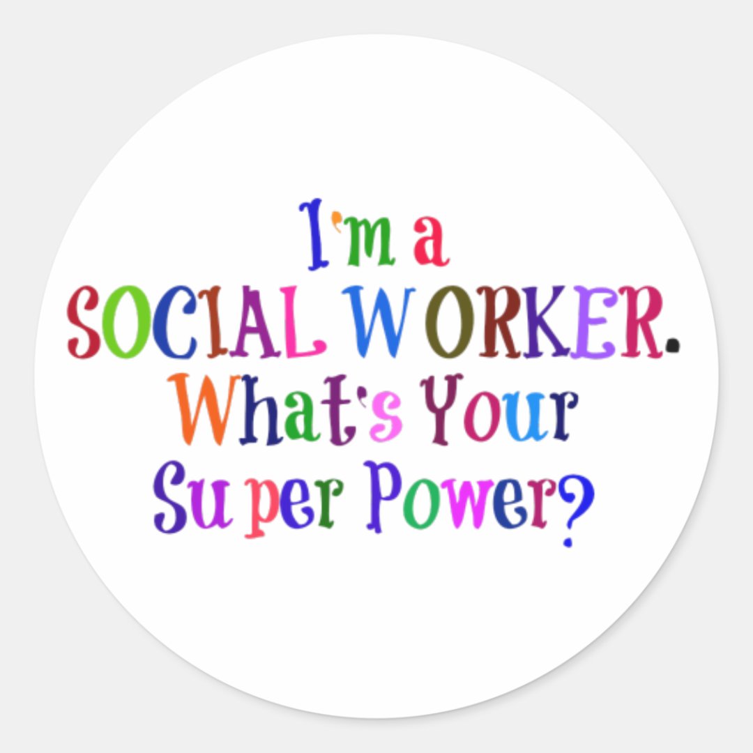 Social Worker Superhero, Colorful Text Classic Round Sticker | Zazzle