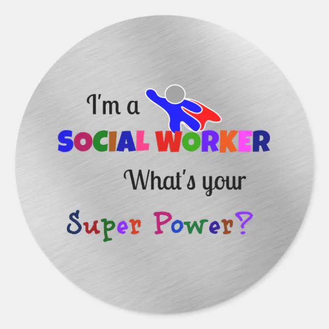 Social Worker Superhero Fun Design Classic Round Sticker | Zazzle