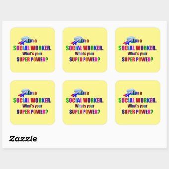 Social Worker Superhero Humor Square Sticker | Zazzle