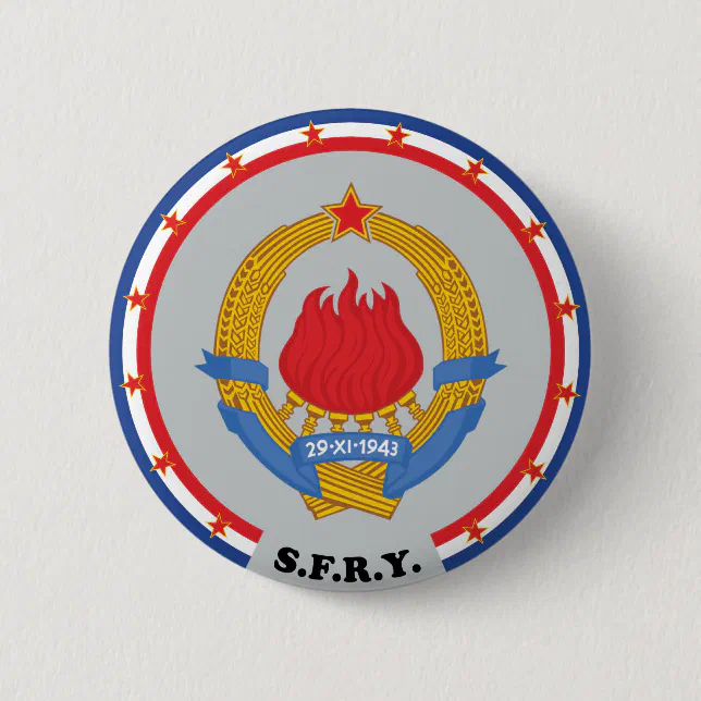 Socialist Federal Republic of Yugoslavia Emblem Pinback Button | Zazzle