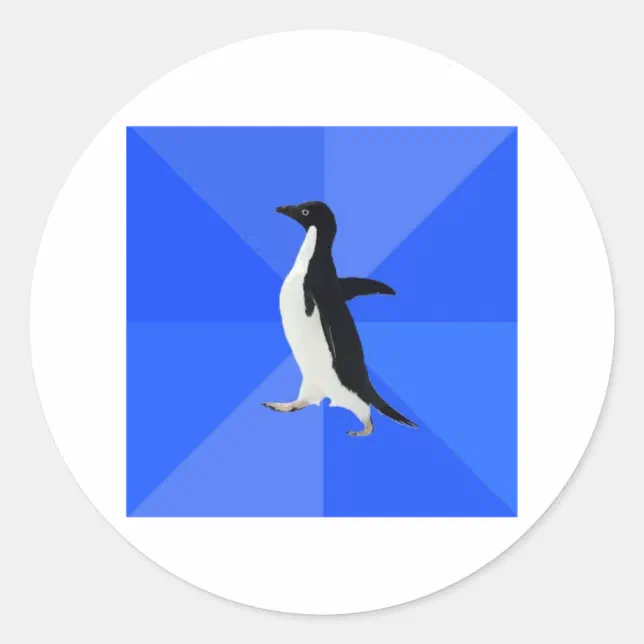 Socially Awkward Penguin Advice Animal Meme Classic Round Sticker | Zazzle