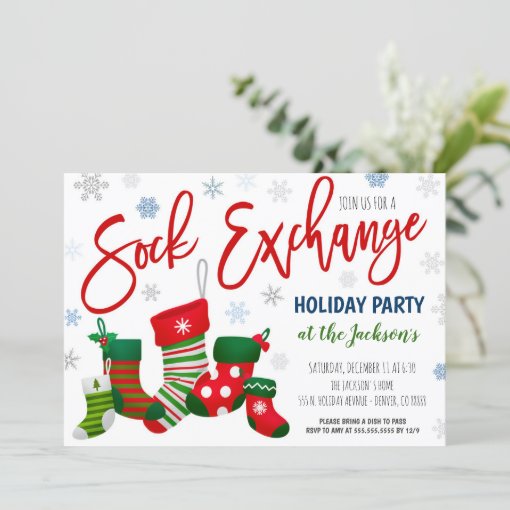 Sock Exchange Christmas Party Invitation | Zazzle