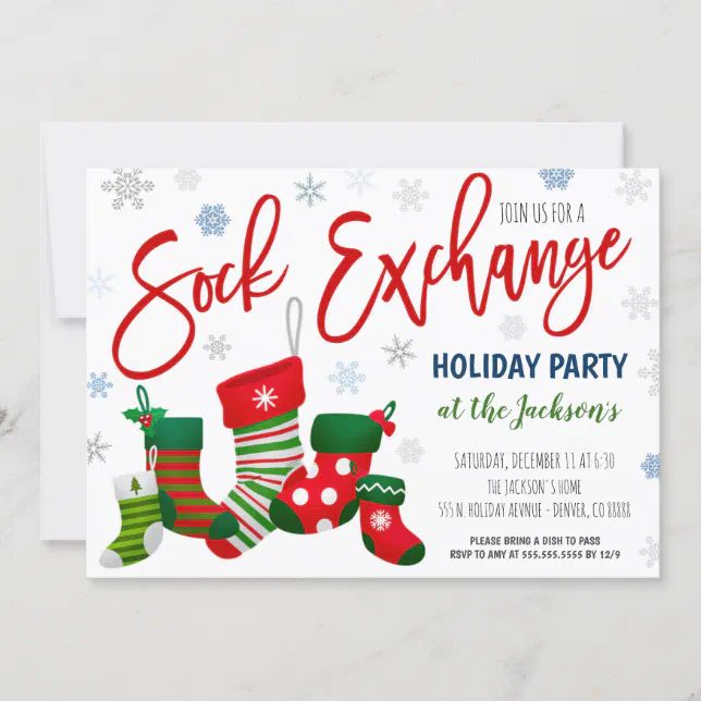 Sock Exchange Christmas Party Invitation | Zazzle