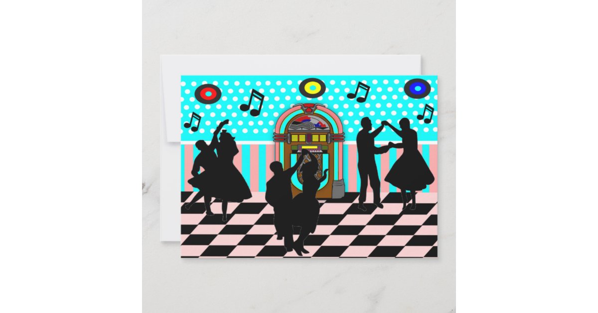Sock Hop Fifties Dance Theme Party Invitations | Zazzle