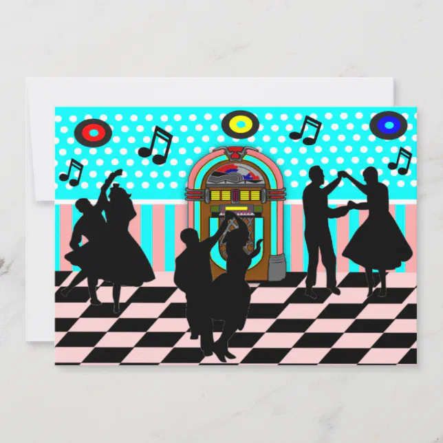 Sock Hop Fifties Dance Theme Party Invitations | Zazzle