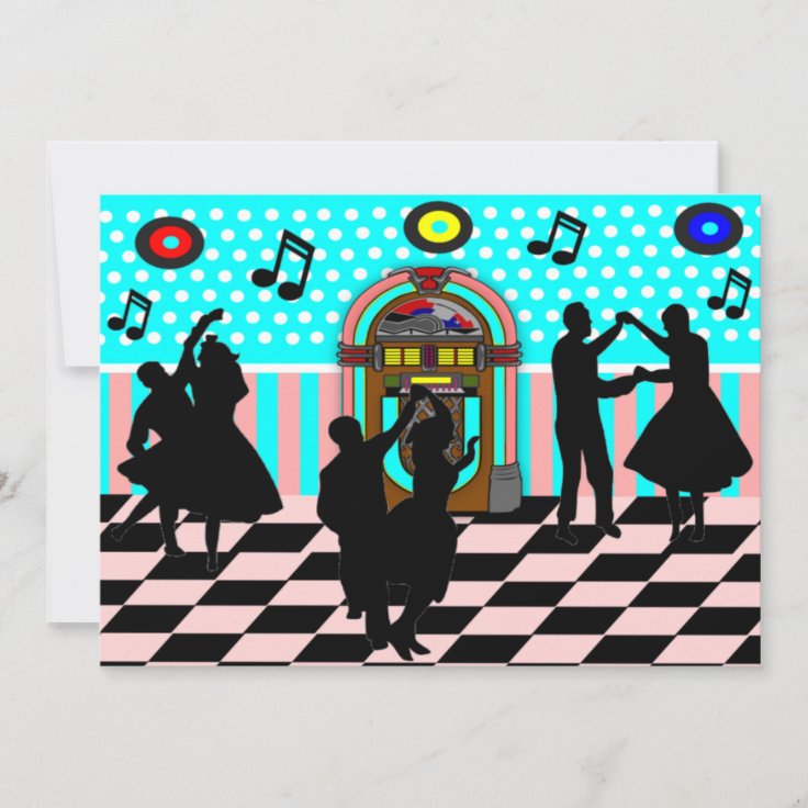 Sock Hop Fifties Dance Theme Party Invitations | Zazzle