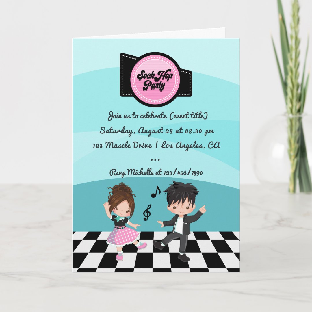 Sock Hop Party Invitation | Zazzle