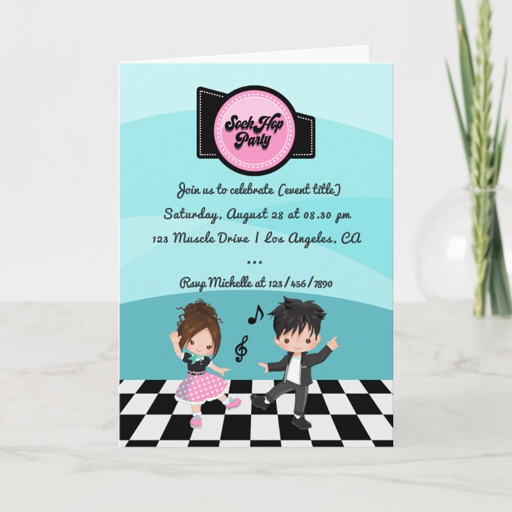 Sock Hop Party Invitation | Zazzle