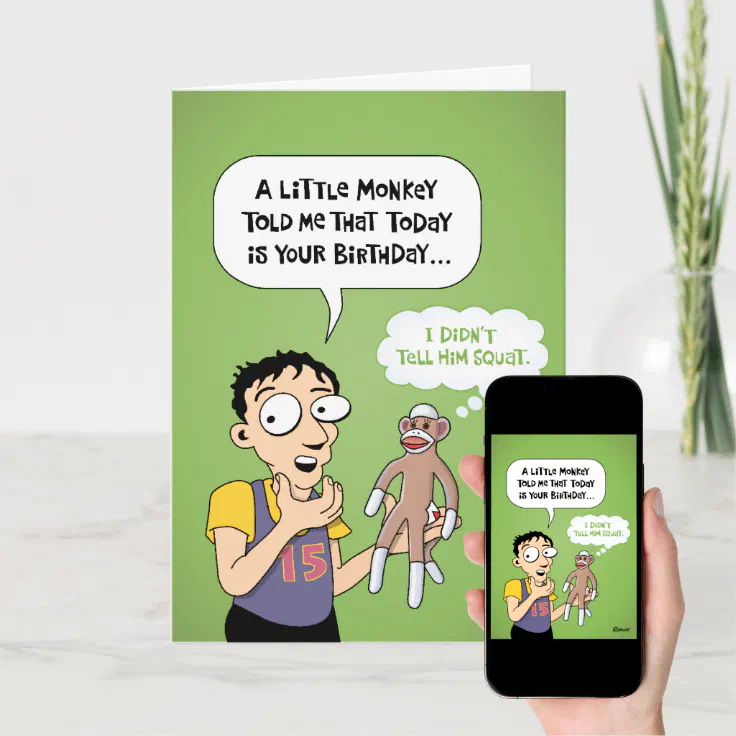 Sock Monkey Birthday Greeting Card | Zazzle