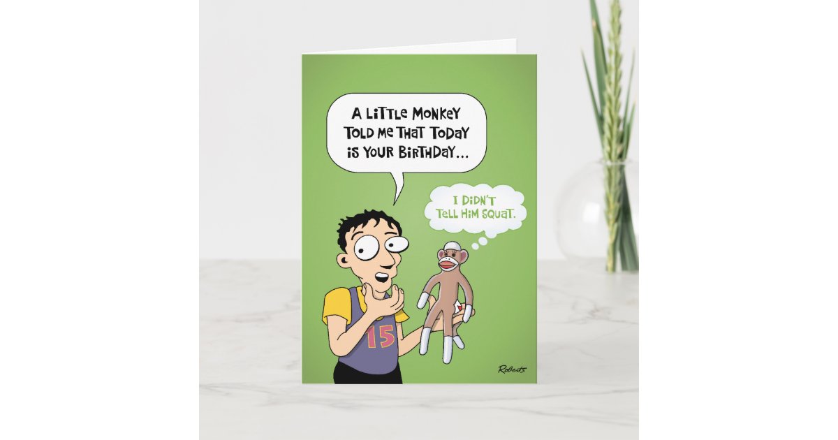 Sock Monkey Birthday Greeting Card | Zazzle