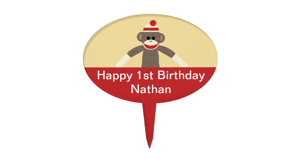 Sock Monkey Cake Topper customizable | Zazzle