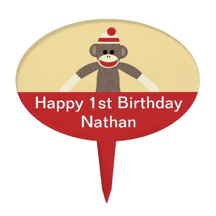 Sock Monkey Cake Topper customizable | Zazzle